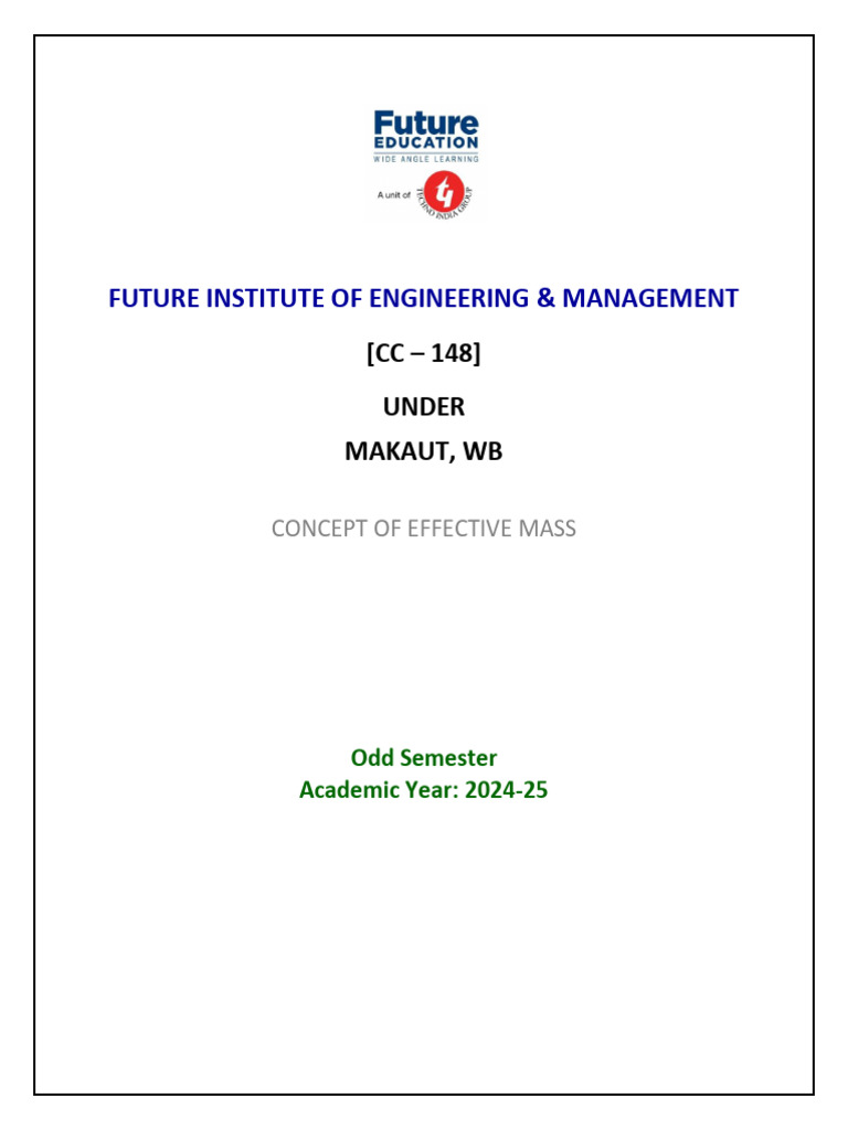Effective Mass in Electronics | PDF