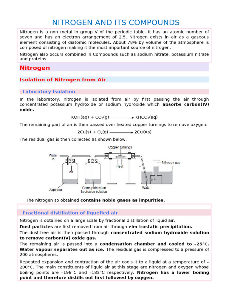Nitrogen and Its Compounds 2 | PDF | Nitrogen | Nitric Acid