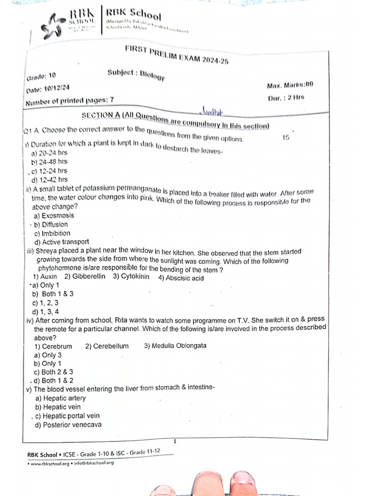 Bio Paper Prelim 1 | PDF