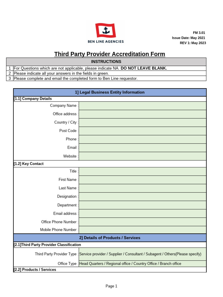 Third Party Provider Accreditation Form | PDF | Insurance | Business