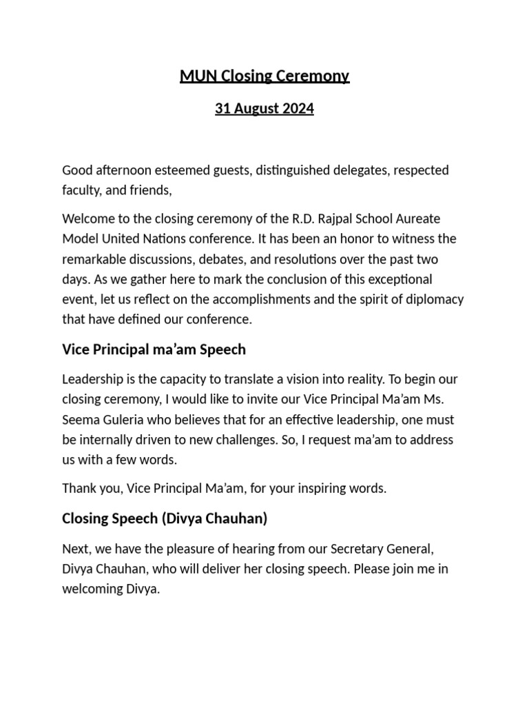 MUN Closing | PDF