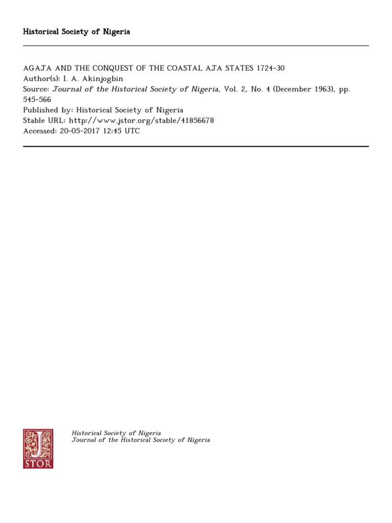 Akinjogbin Agaja | PDF