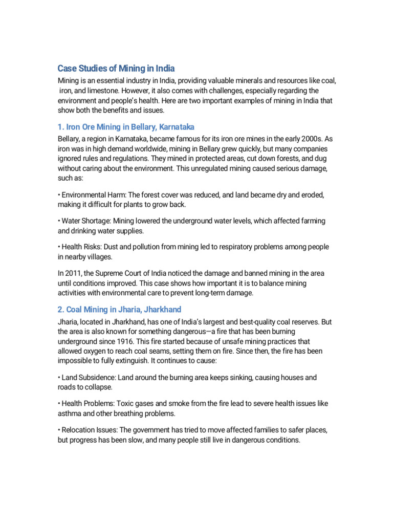 Mining Case Studies: India’s Challenges | PDF | Mining | Coal