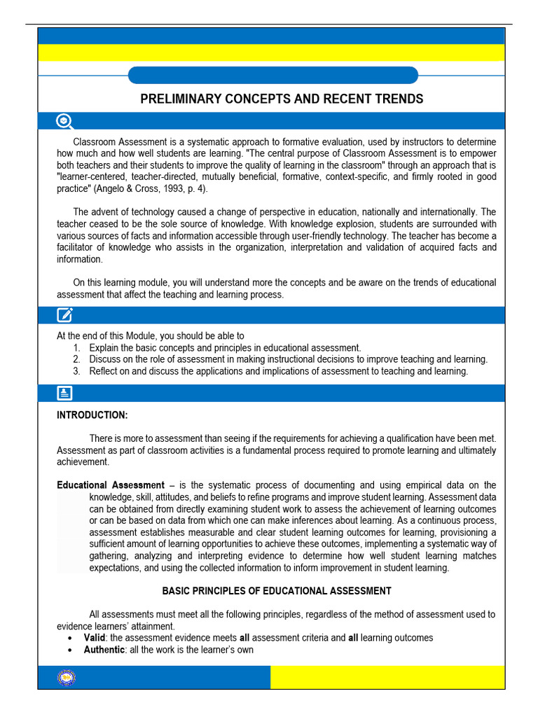 Study Guide Module 1 ProfEd107 Assessment in Learning 1 PDF | PDF | Educational Assessment ...