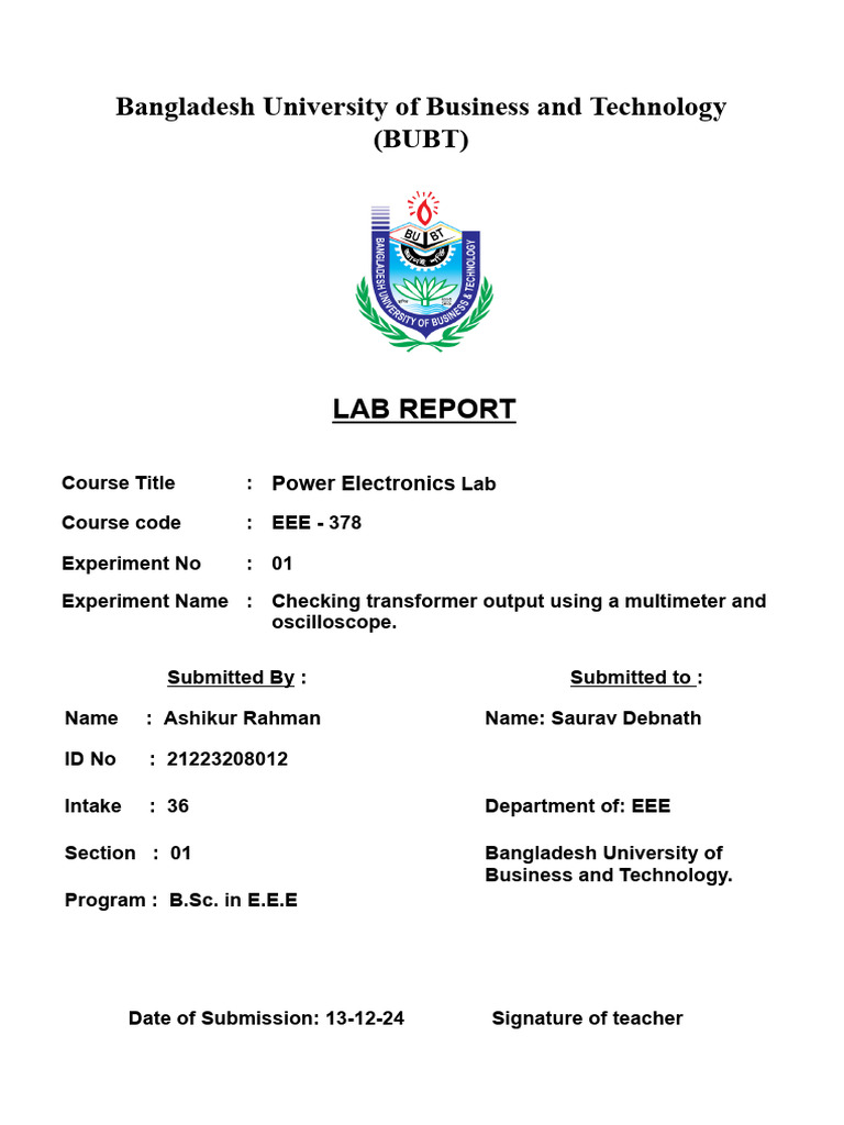 Lab_Report_Front_Page[1][1] (2) | PDF | Electrical Engineering | Power ...