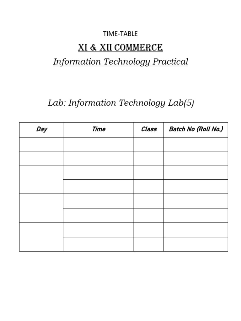 XI&XII Com Practical No Timetable | PDF