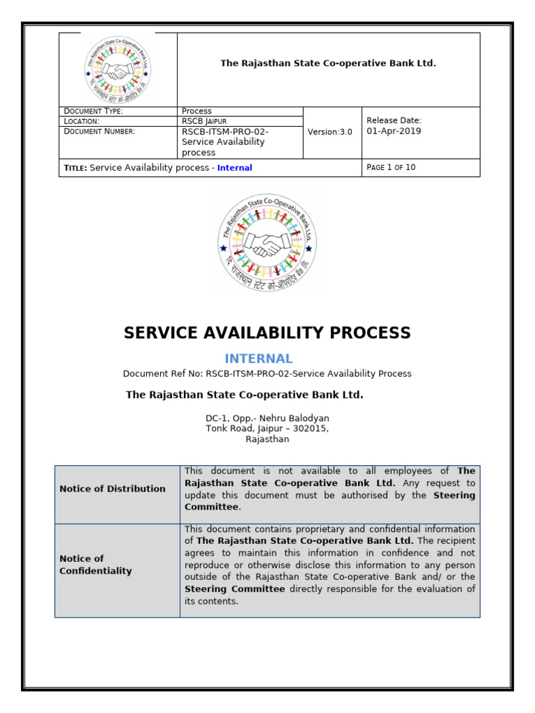 RSCB ITSM PRO 02 Service Availability Process | PDF | Service Level ...