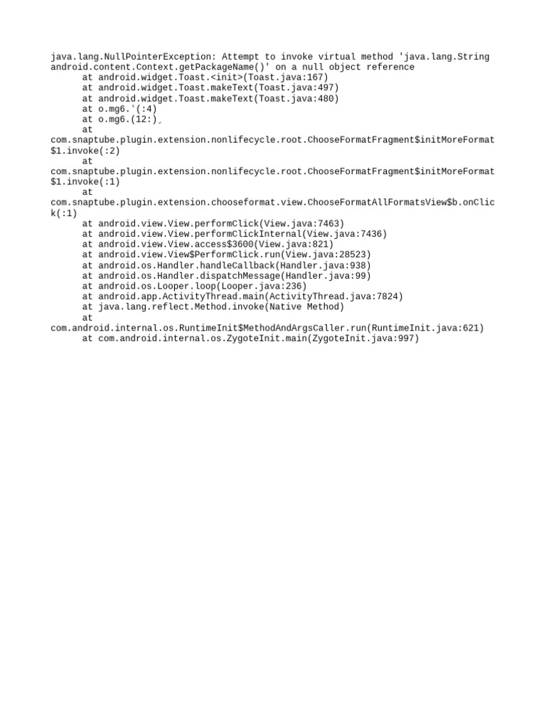 NullPointerException in Android Toast Usage | PDF