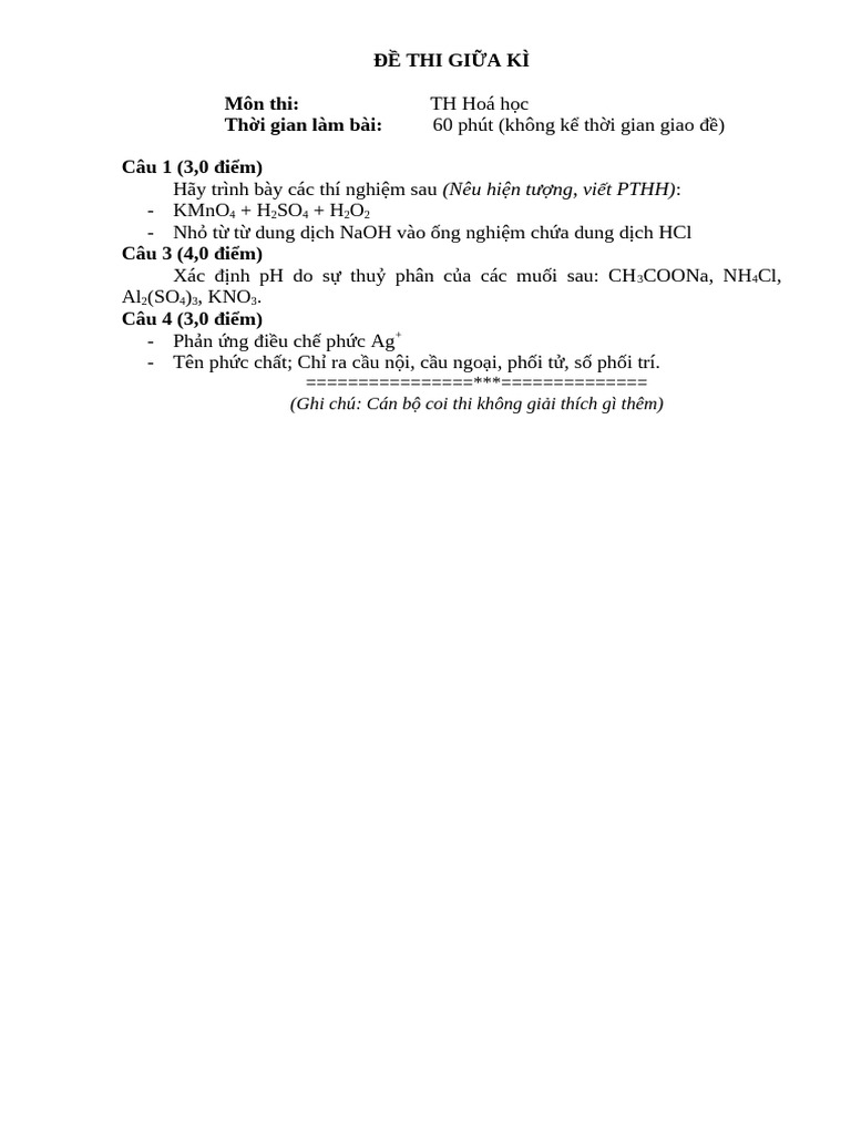 Đề thi TH gki | PDF