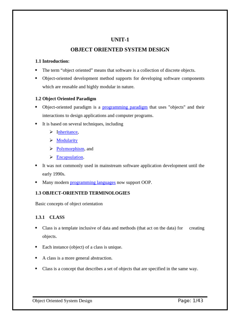 oosd unit1 -2 (2) | PDF | Class (Computer Programming) | Use Case