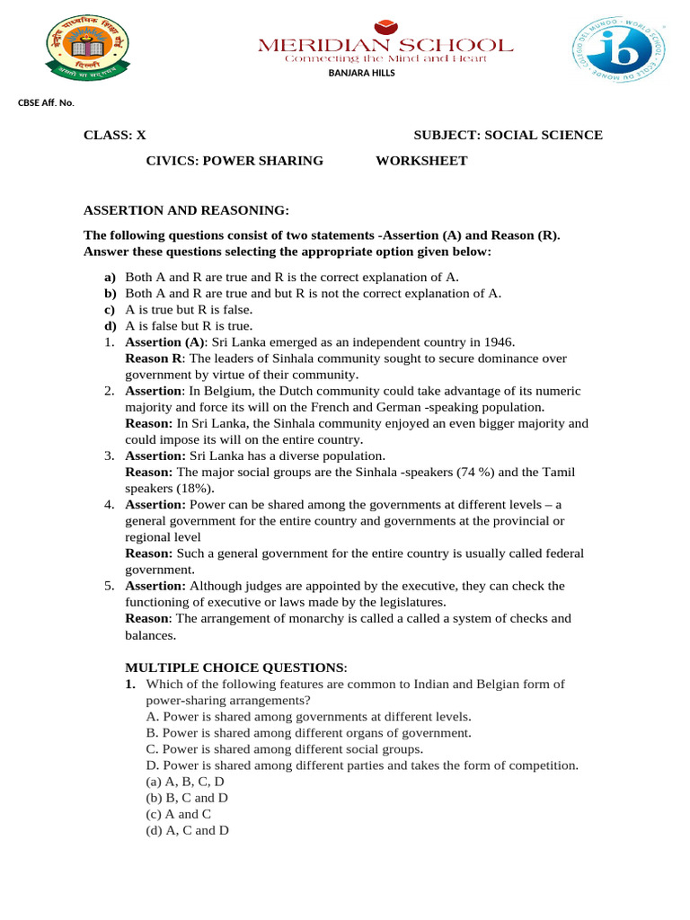 POWER SHARING WORKSHEET -2022 | PDF