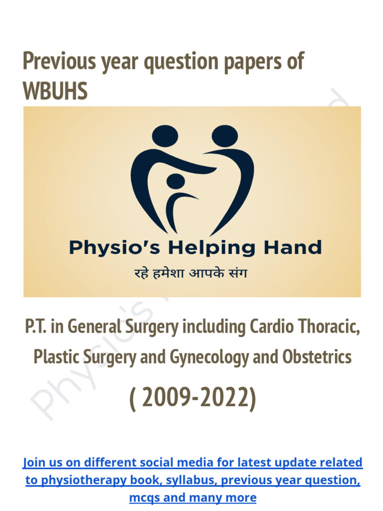 P.T. in Surgery PYQs 4th Yr. | PDF | Physical Therapy | Urinary Incontinence