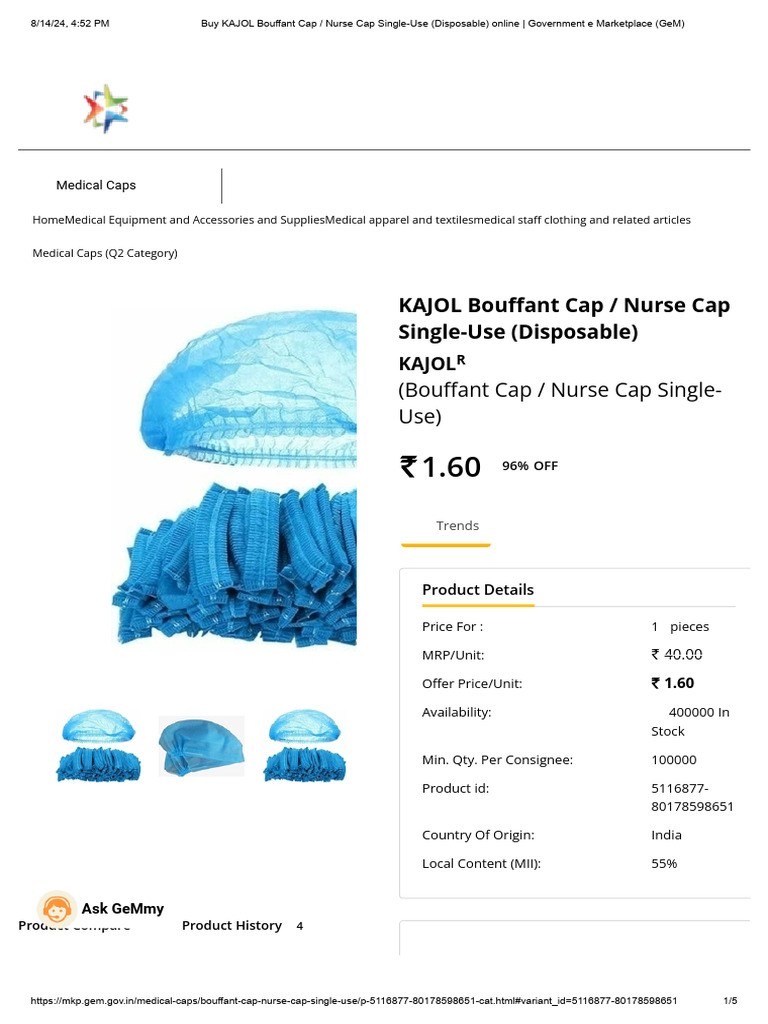 Single-Use Bouffant Nurse Caps | PDF | Medical Device | Shelf Life