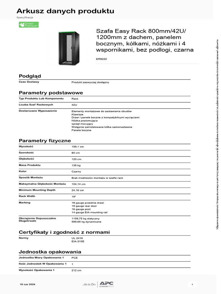 APC Easy-Rack ER8222 | PDF