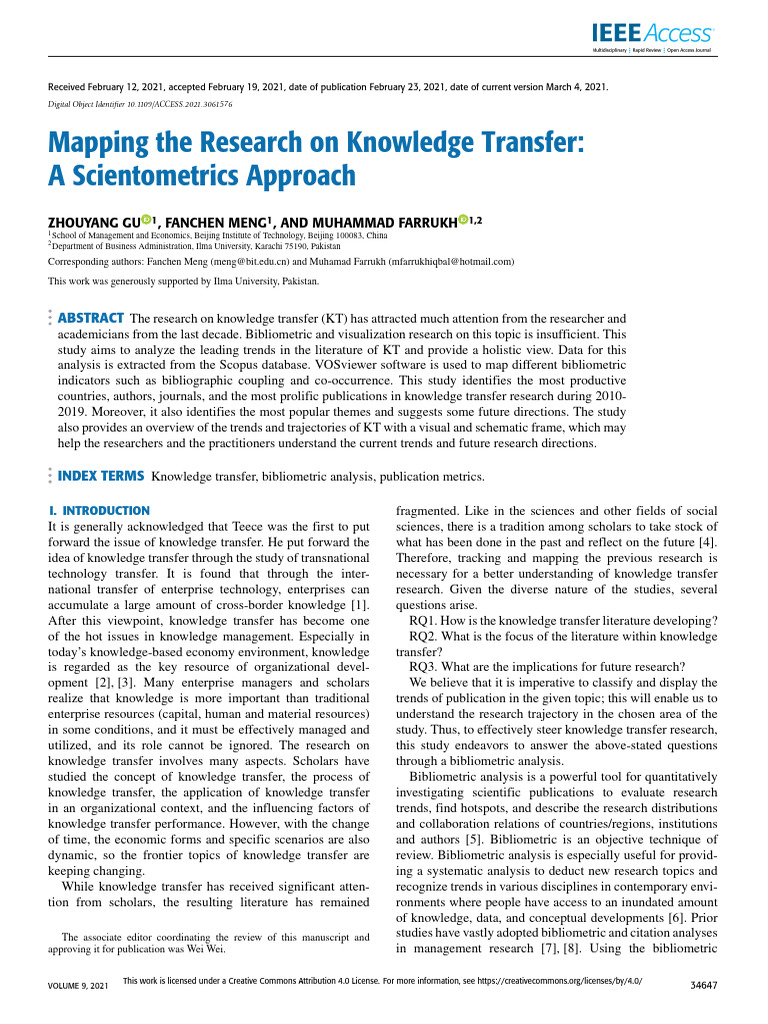 Mapping The Research On Knowledge Transfer A Scientometrics Approach | PDF | Knowledge | Data