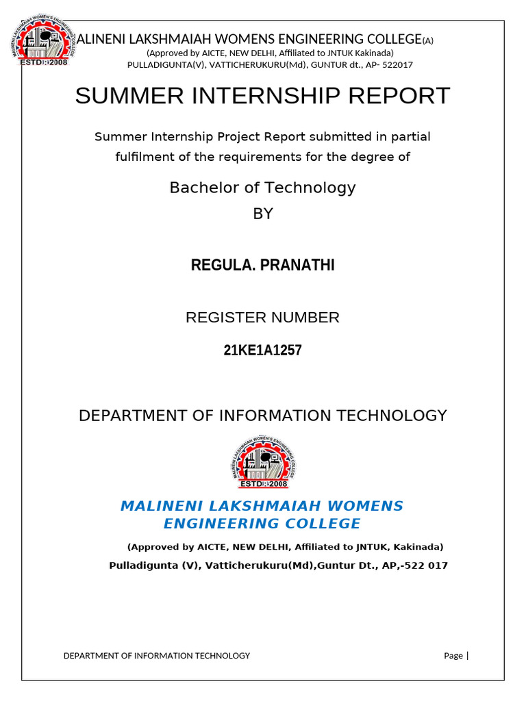 Summer Internship Report: IT Skills | PDF | Microsoft Word | Microsoft ...