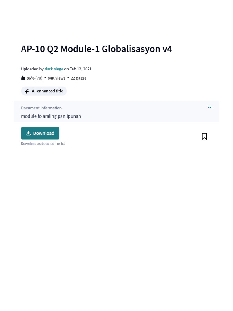 AP-10 Q2 Module-1 Globalisasyon v4 - PDF | PDF | Scribd | Web 2.0