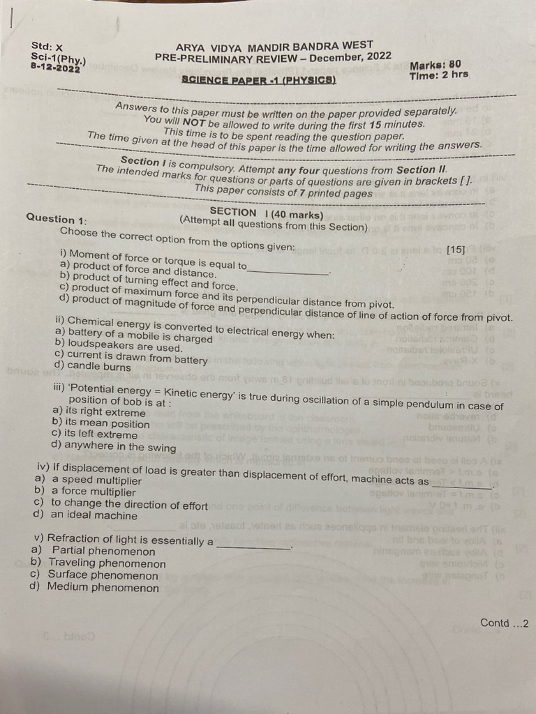 AVM Bandra West Physics | PDF