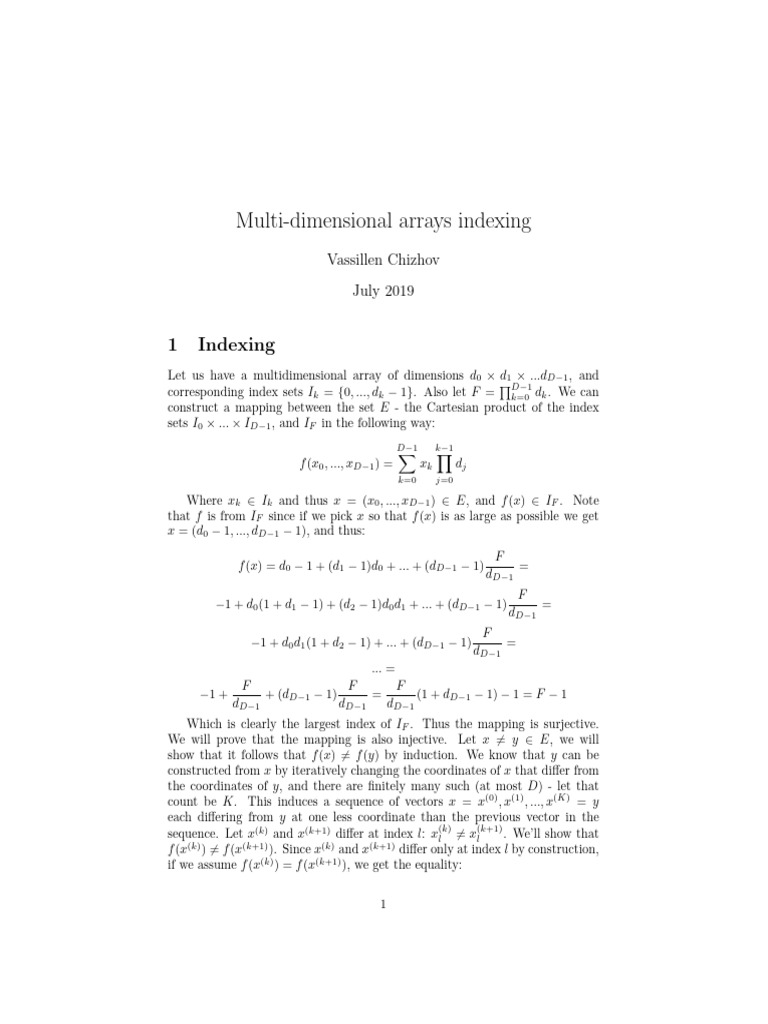 Vassillen Chizhov - Multi-dimensional Arrays Indexing | PDF | Mathematical Analysis | Mathematics
