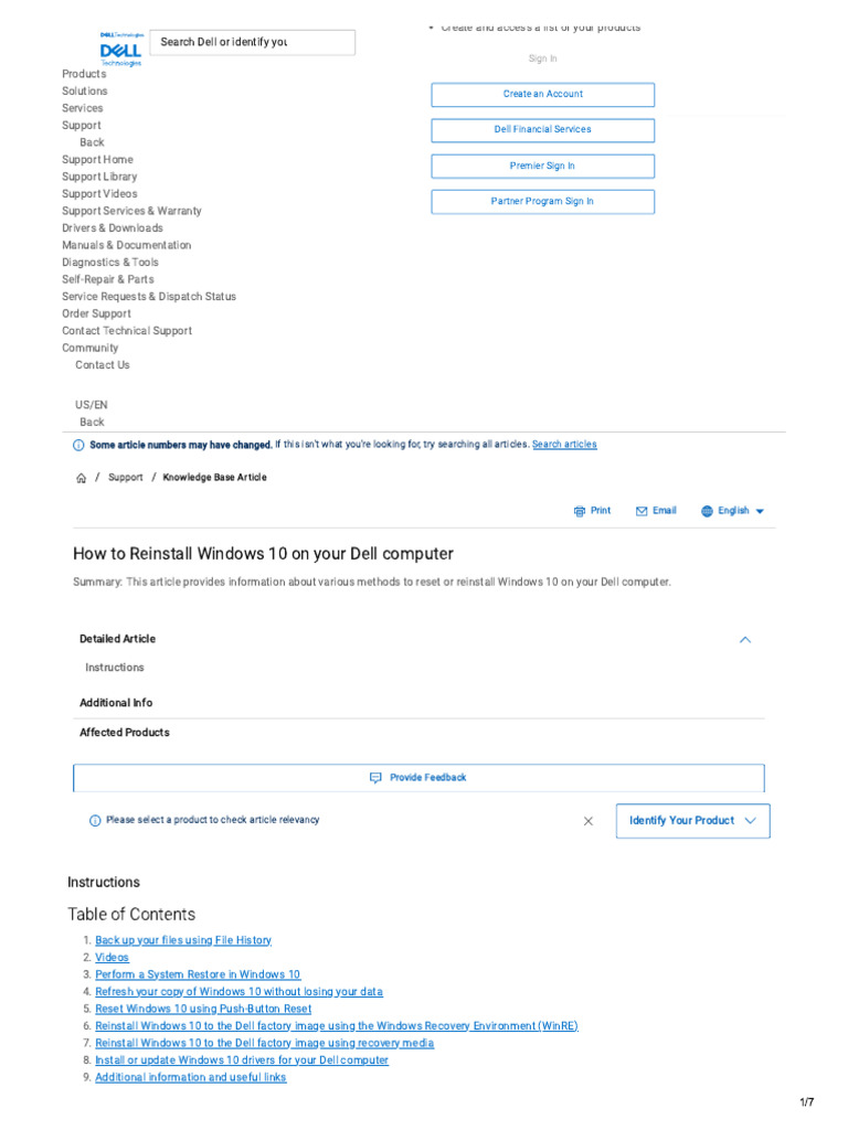 How To Reinstall Windows 10 On Your Dell Computer - Dell US | PDF