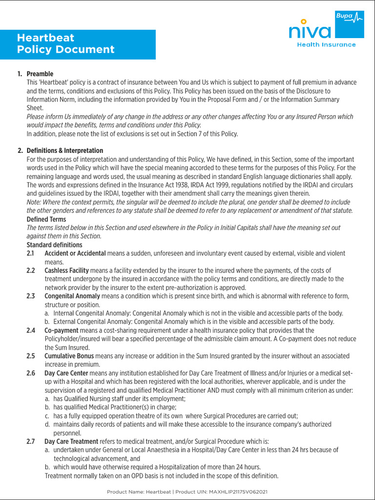 Policy Wording | PDF | Myocardial Infarction | Cardiology