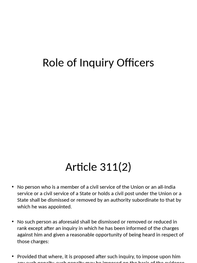 Duties of Inquiry Officers in Enquiries | PDF | Evidence (Law) | Plea