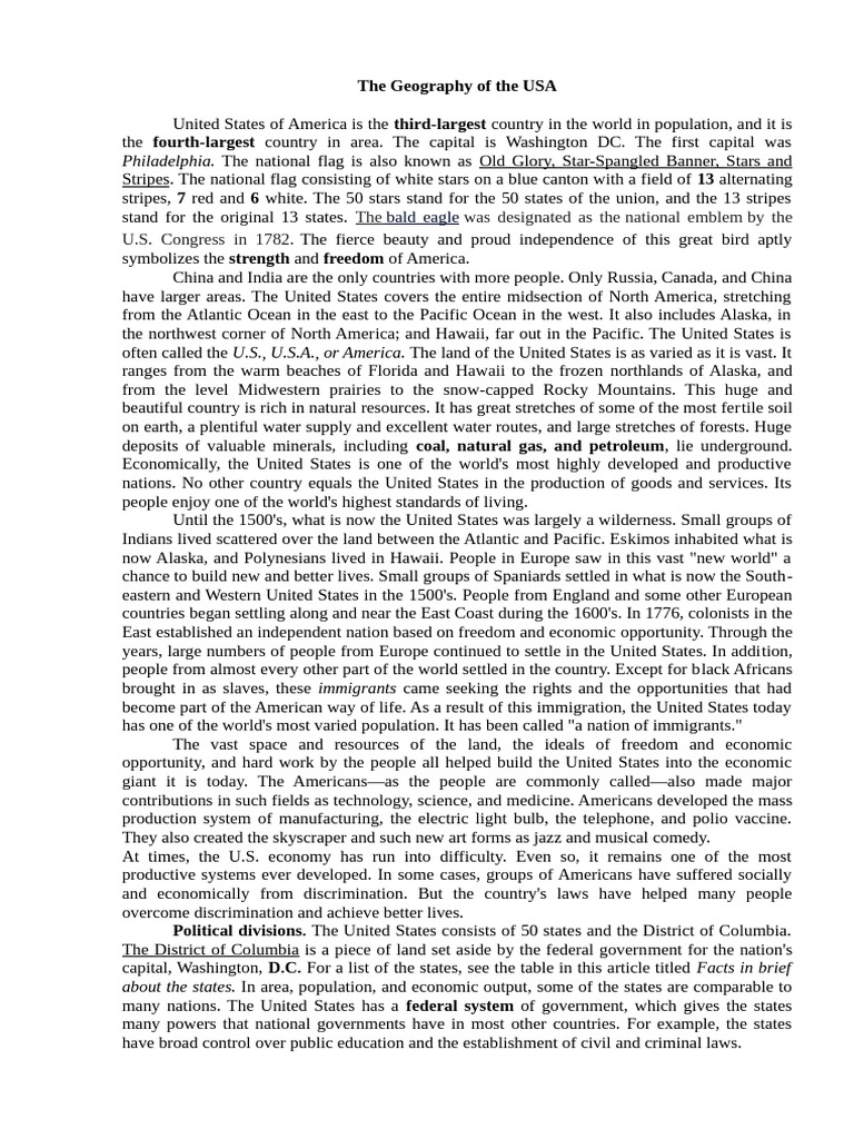 Overview of USA Geography and Culture | PDF | Presidents Of The United ...