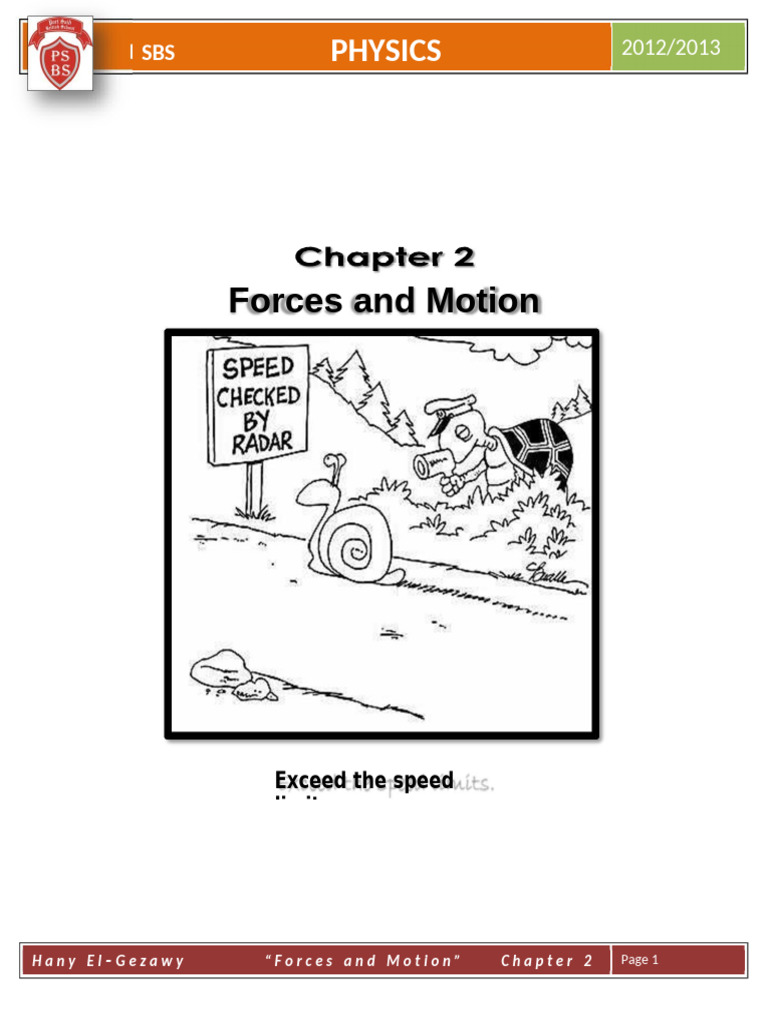 Physics CH 02 Motion Notes Hany Elgezawy Pre Igcse Y8 | PDF