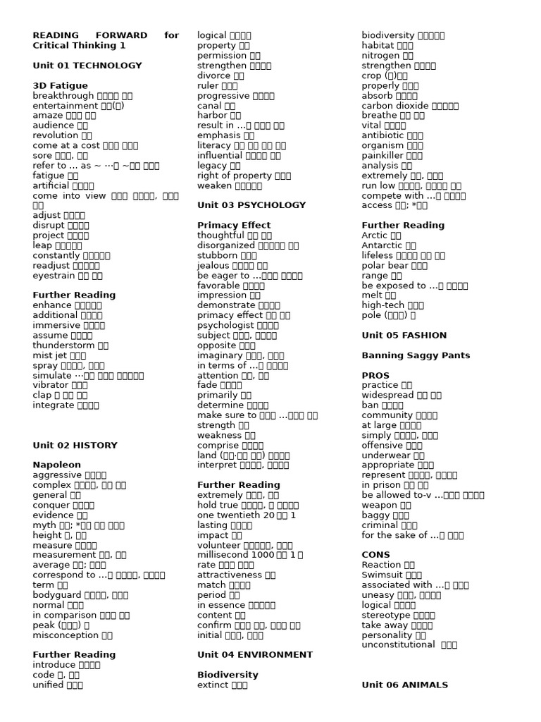 Reading Forward for Critical Thinking 1 | PDF