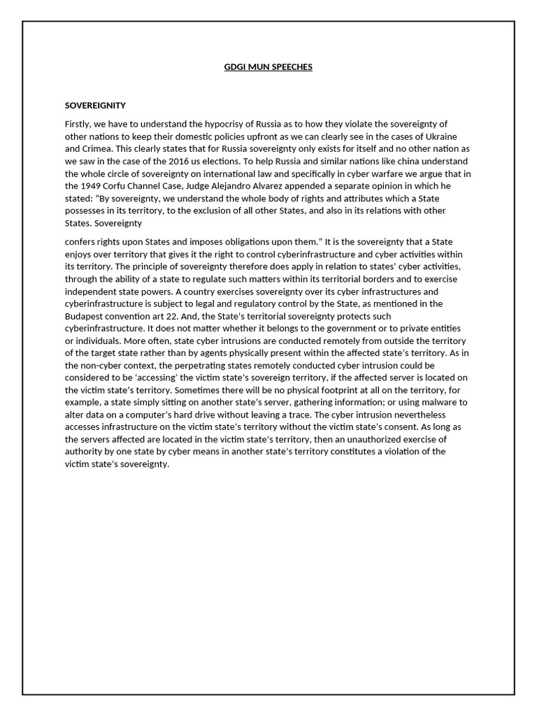 Gdgi Mun Speeches | PDF | Computer Security | Security