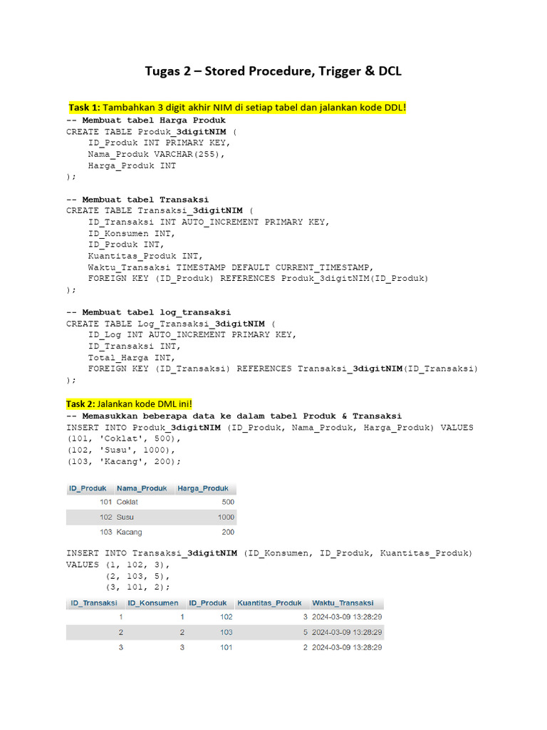 Tugas 2 - SP,Trigger,DCL | PDF