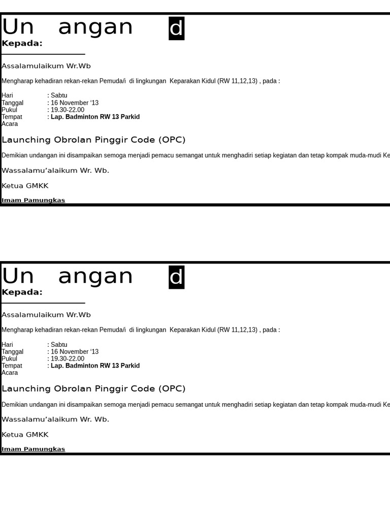 undangan untuk pemuda | PDF