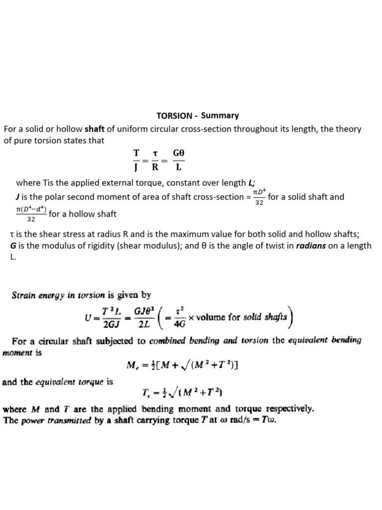 1 - Sa 1 Unit Iii - Torsion | PDF | Torque | Stress (Mechanics)