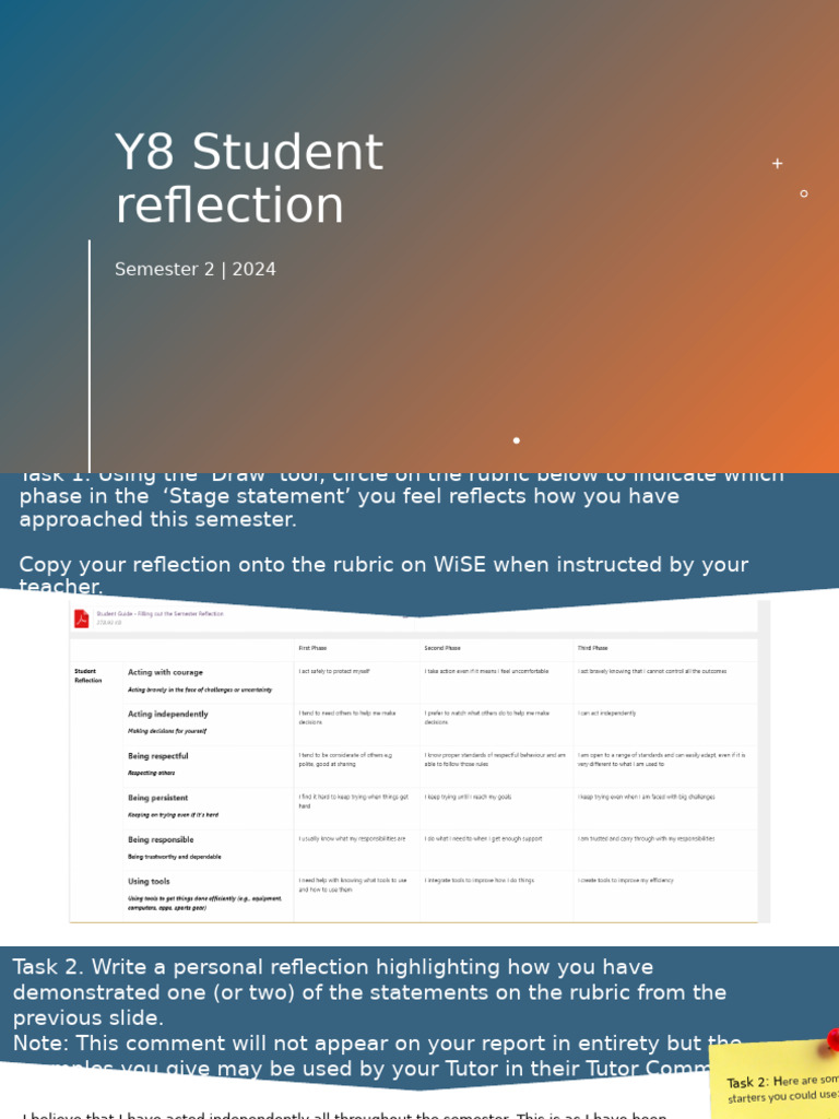 Y8 Student Reflection T4 2024 Prep For WiSE | PDF