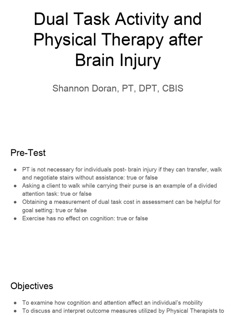 Doran - Dual Tasking and Brain Injury | PDF | Executive Functions ...