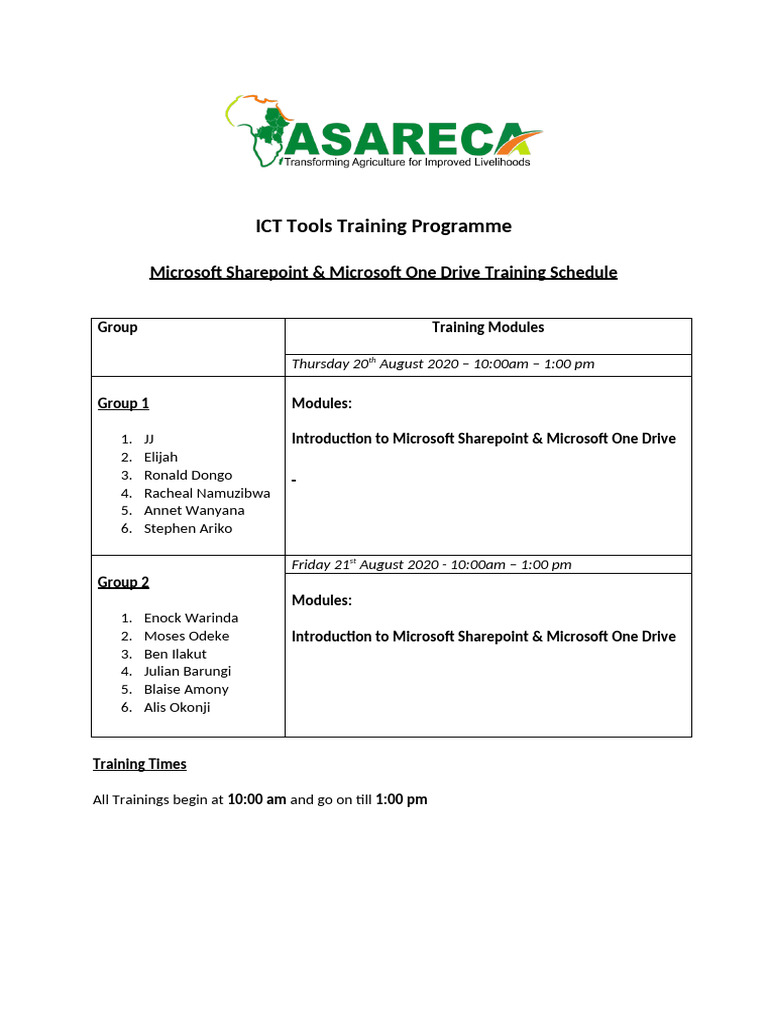 ICT Tools Training Programme - Sharepoint | PDF