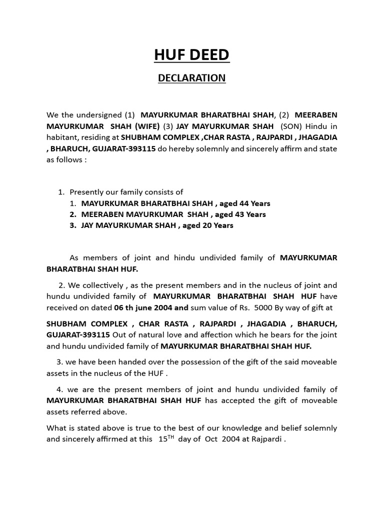 Huf Deed | PDF