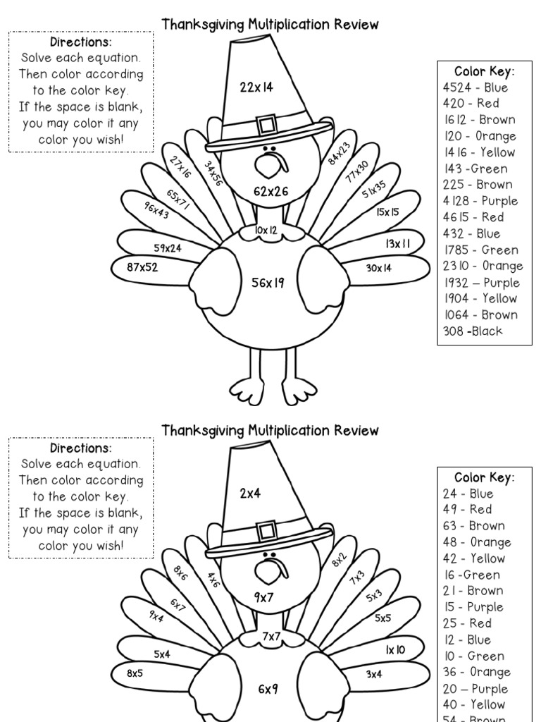 Thanksgiving Color Sheet - 5th Grade | PDF | Color | Brown