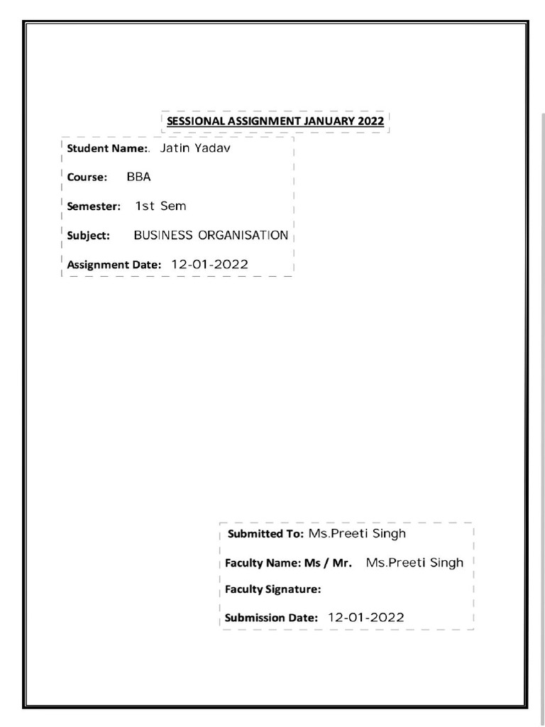 BBA 1st Sem BO Assignment | PDF