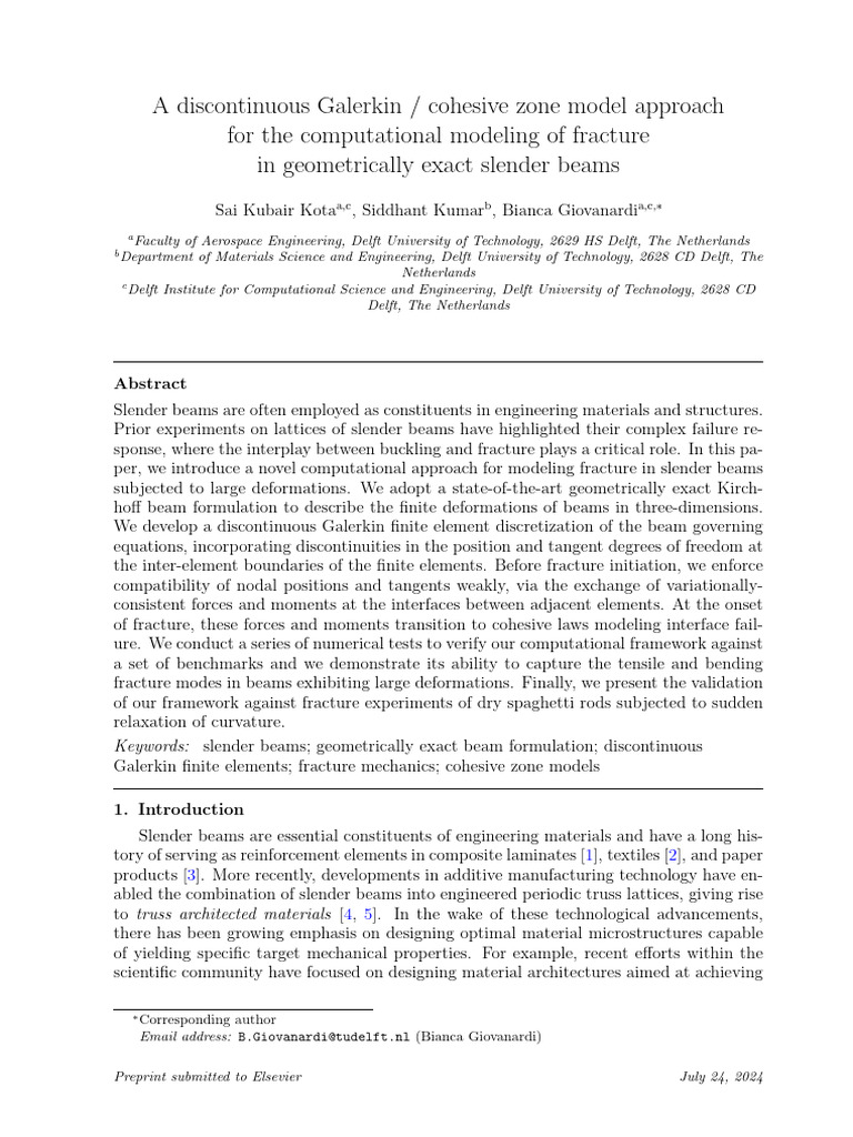 A Discontinuous Galerkin / Cohesive Zone Model Approach For The Computational Modeling of ...