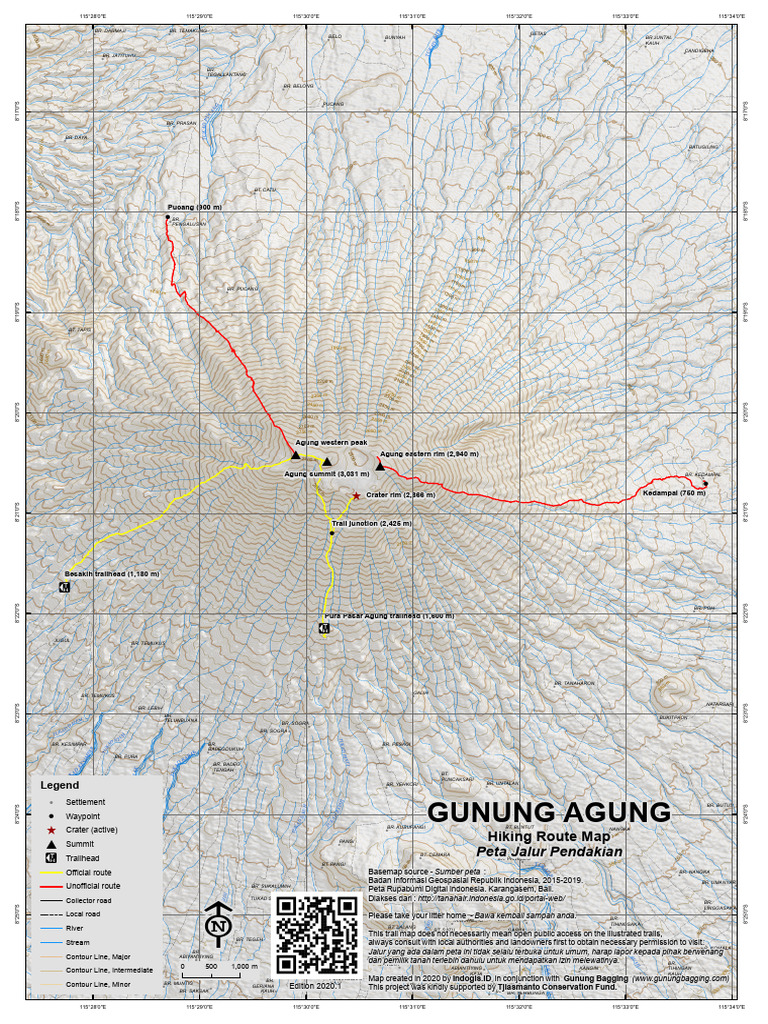 Peta Jalur Pendakian Gunung Agung | PDF | Trail | Streets And Roads