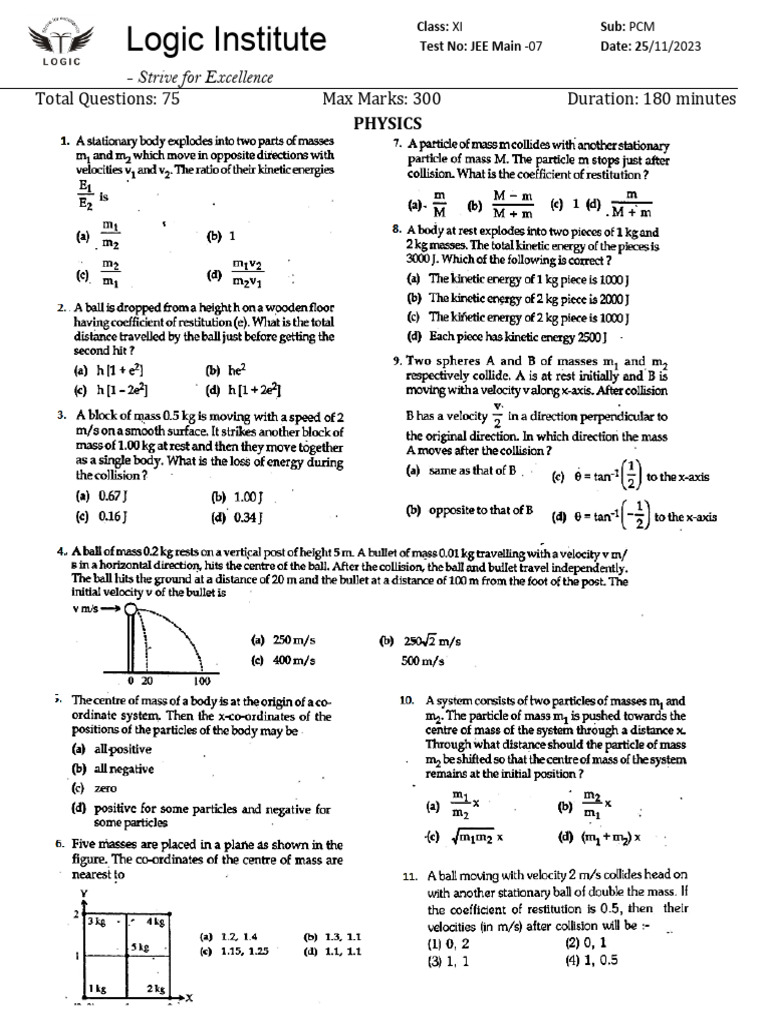 Jee Main Test-07 PCM 25-11-2023 | PDF
