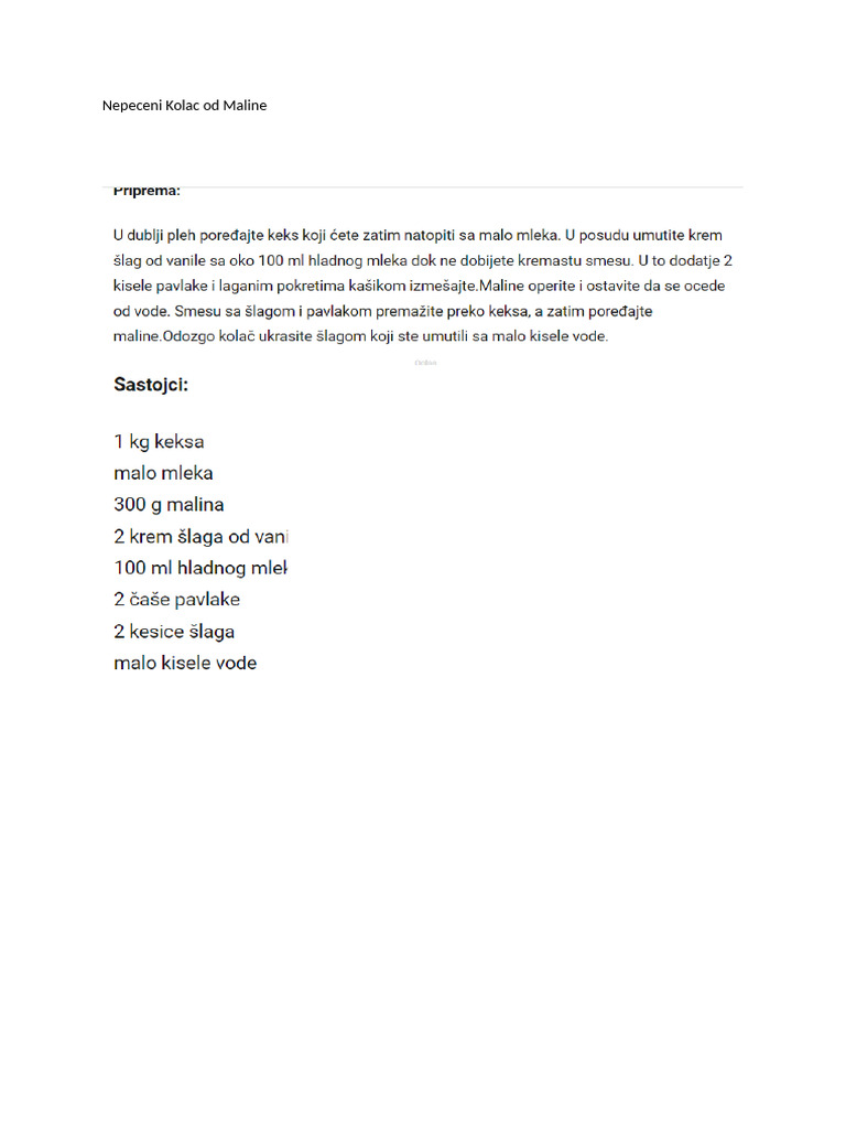 Nepeceni kolac maline | PDF