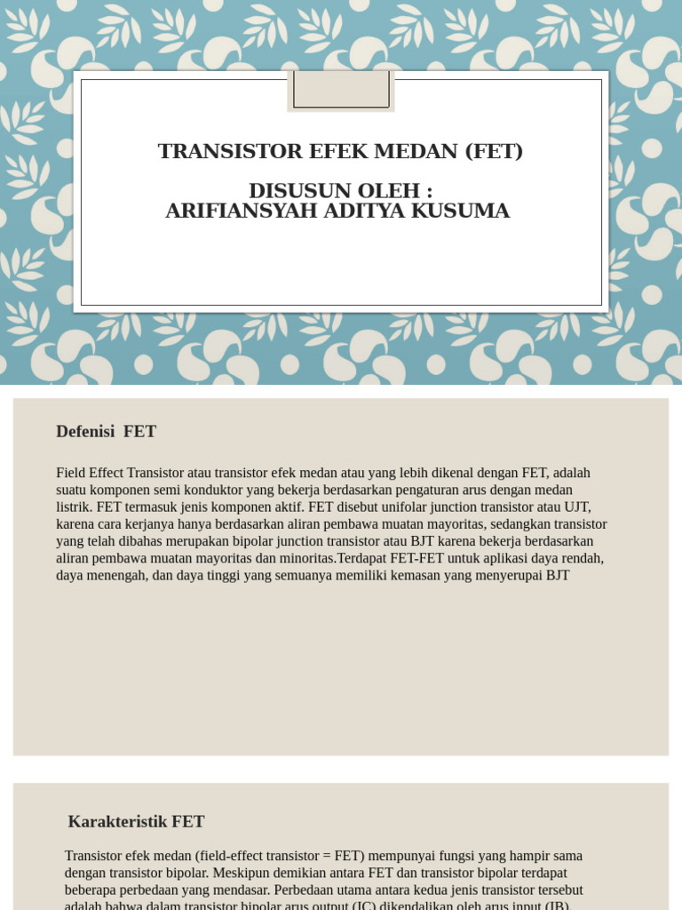 Karakteristik dan Jenis Transistor FET | PDF