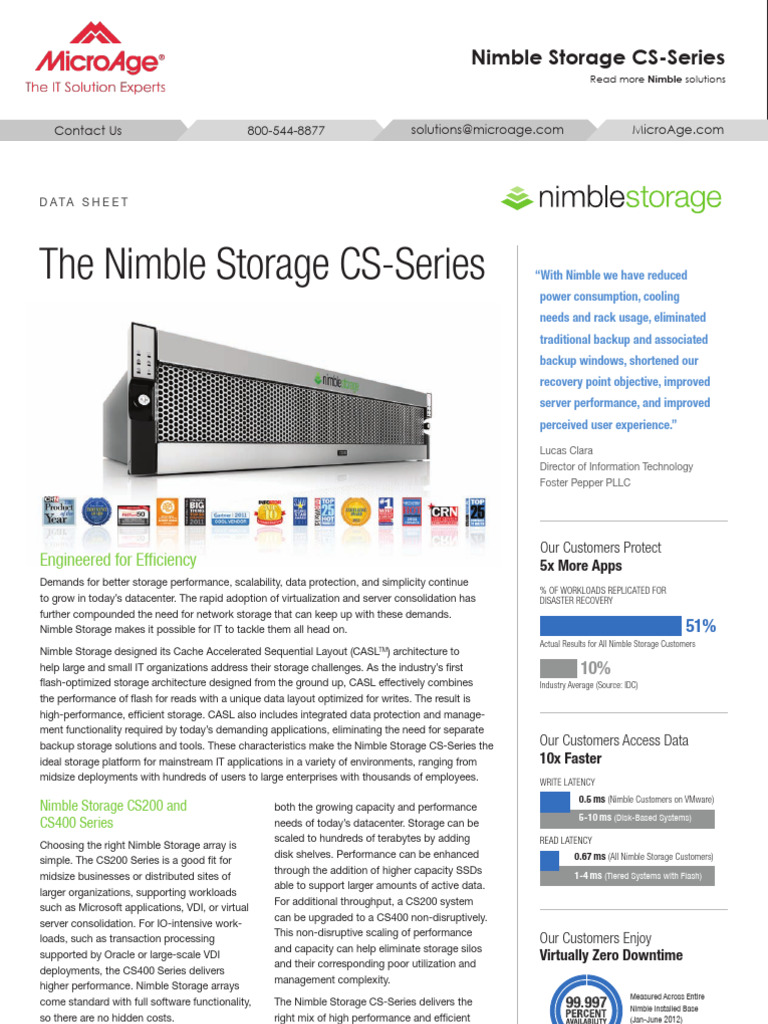 Nimble Storage CS Series Data Sheet | PDF | Computer Data Storage | Scalability
