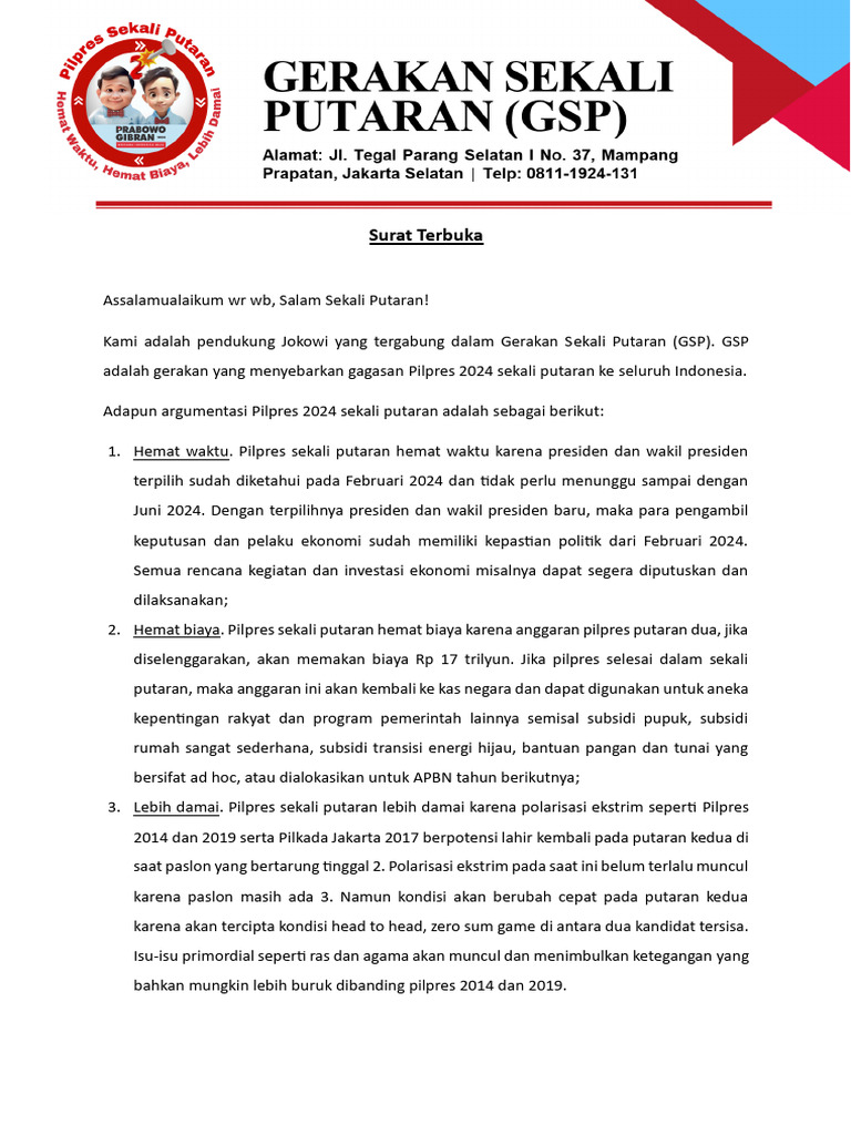 Surat Terbuka GSP | PDF
