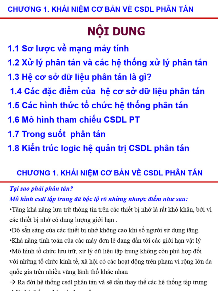 Chuong-1-Khai Niem Co Ban Ve CSDLPT | PDF
