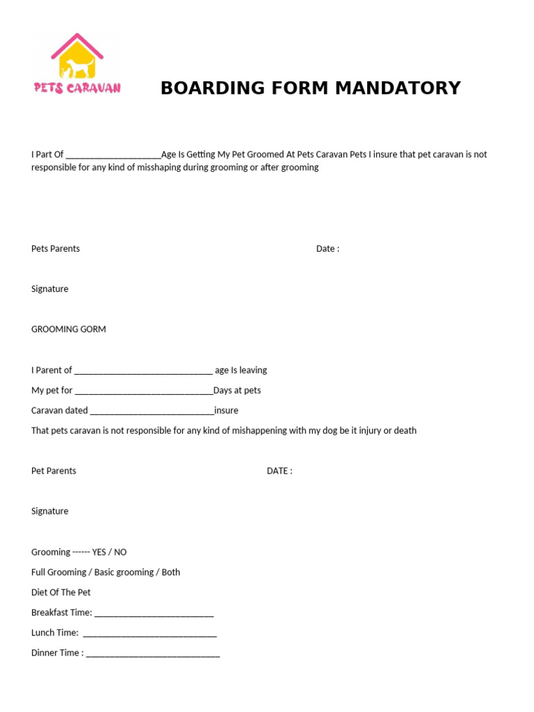 Pet Boarding and Grooming Agreement | PDF