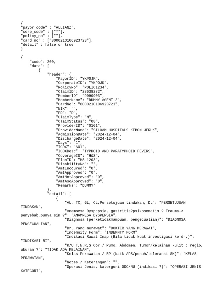 Contoh Json Daily Monitoring | PDF