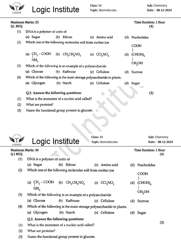 Chem Board Biomolecules - 08-12-2024 | PDF